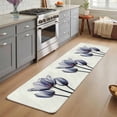 Abstract Ombre Washable Runner Rug 3X7 ft Blue Tulip Ray White Non-Slip ...