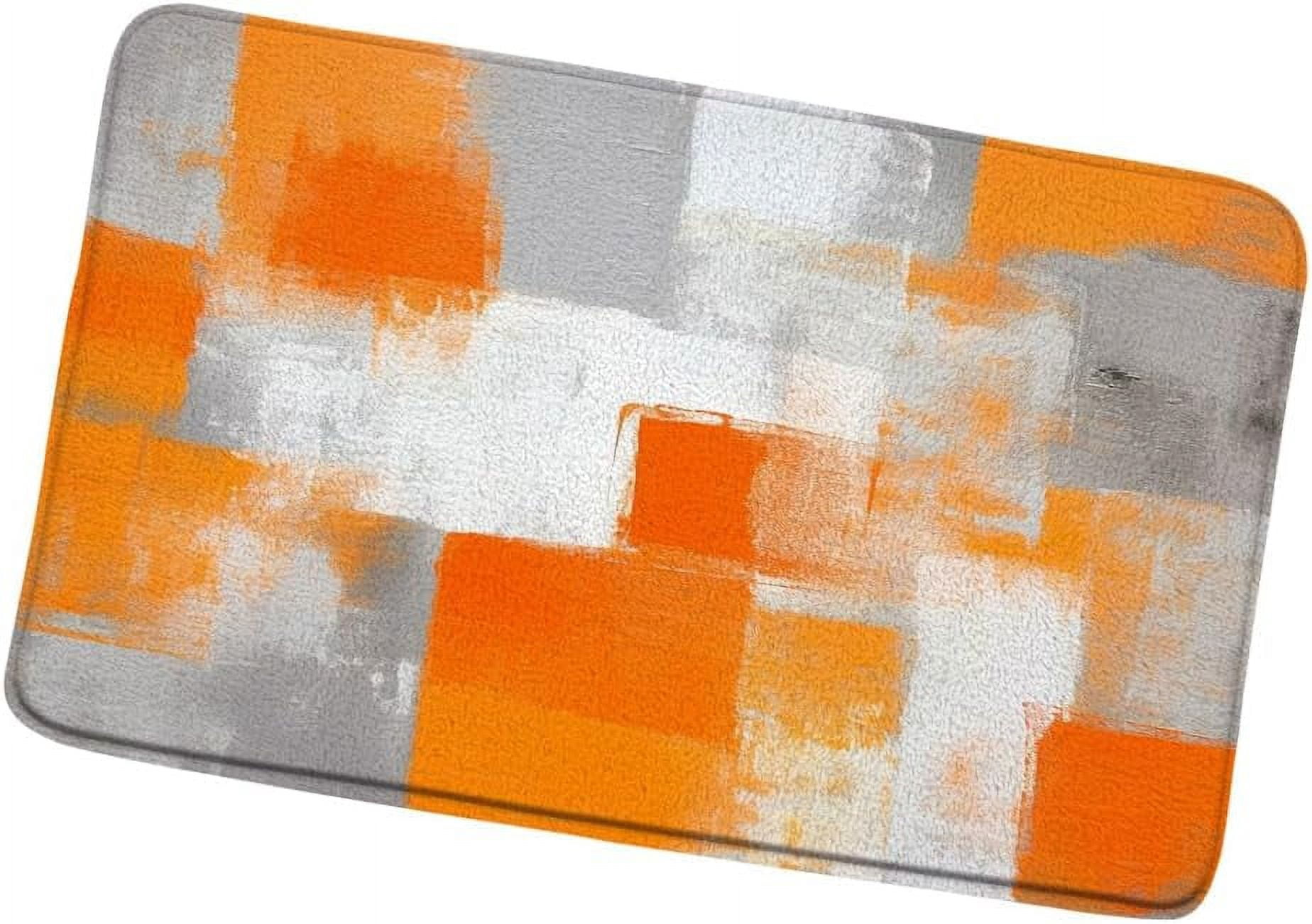 Abstract Orange Bath Mat Burnt Orange Brown Oil Painting Watercolor ...