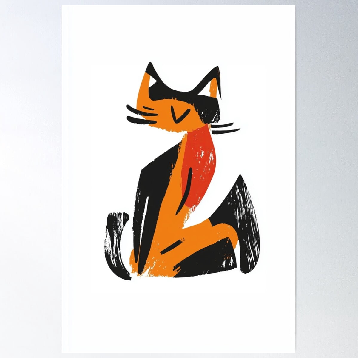 Abstract Orange And Black Cat – Modern Feline Illustration – Bold ...