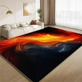 Abstract Orange Black Rug 3x5 Small Area Rugs Fluid Flame Burnt Orange ...