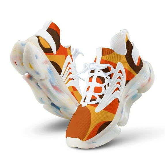 Abstract Orange Brown Circles Pattern Walking Shoes for Men Woman ...