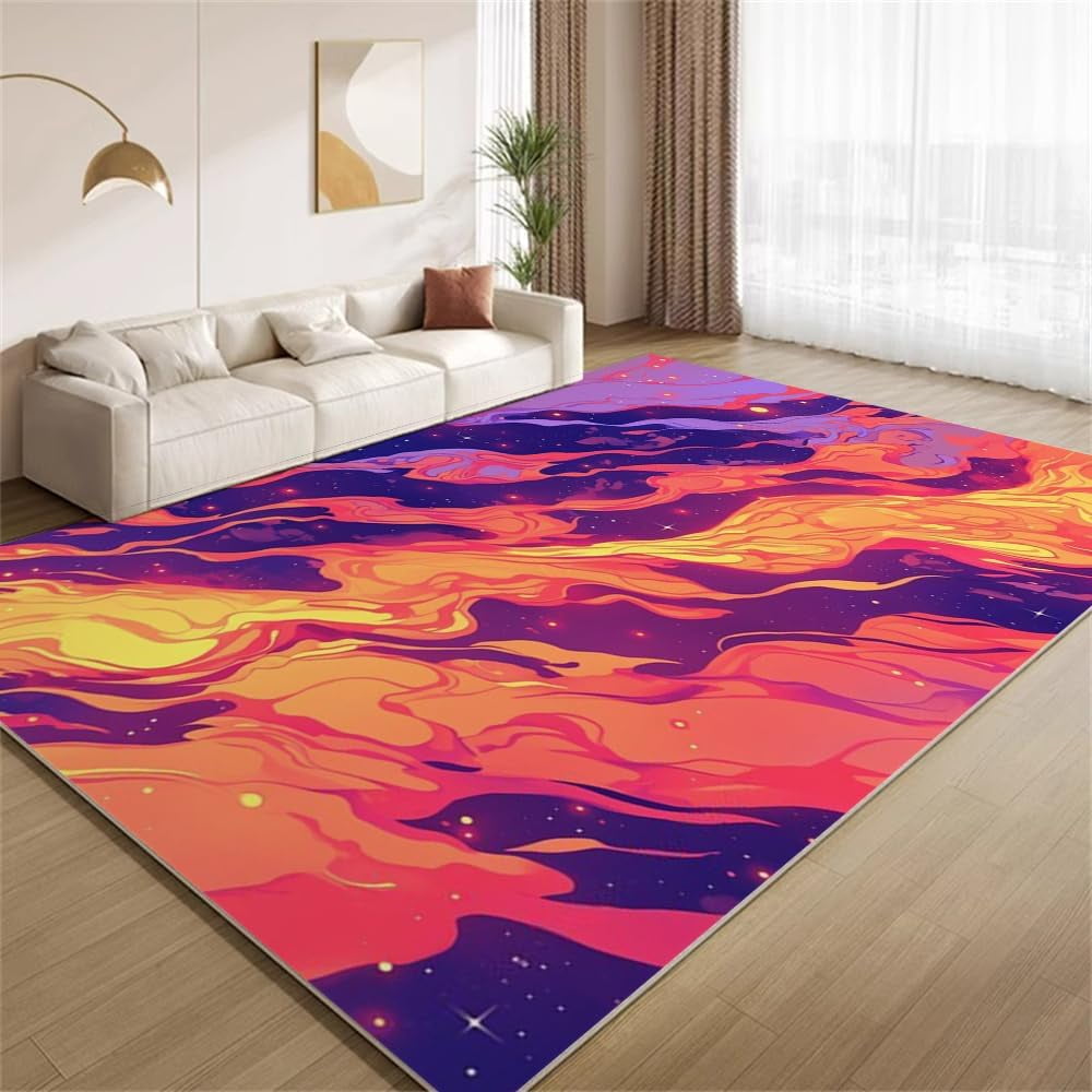 Abstract Orange Flame Texture Rug Area Rugs Purple and Orange Stripes ...