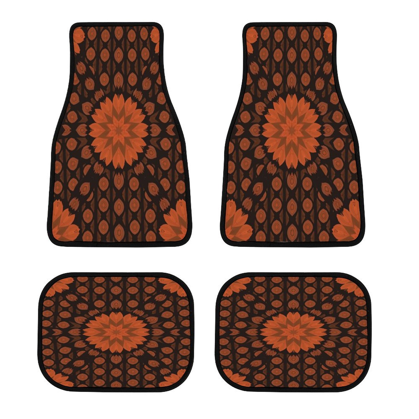 Abstract Orange Floral Kaleidoscope Pattern Design Car Floormat Heavy ...
