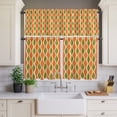 Abstract Orange Green Ripple Curtain Tier and Valance Set 3 Piece ...