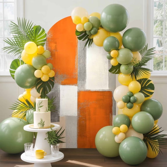 Abstract Orange Grey White Graffiti Arch Backdrop Cover Stretchy ...