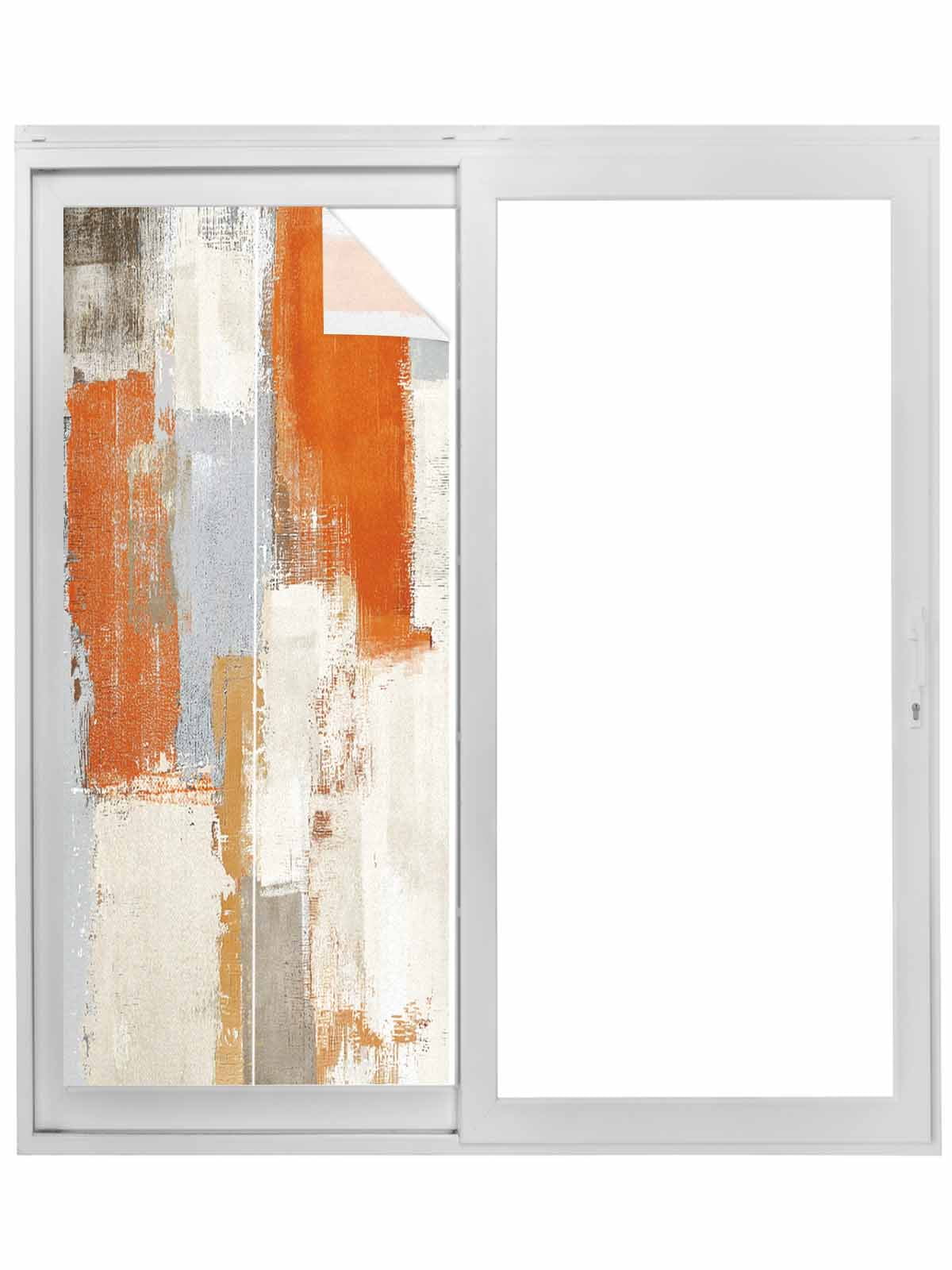 Abstract Orange Grey Window Privacy Film Stained Glass Window Film ...