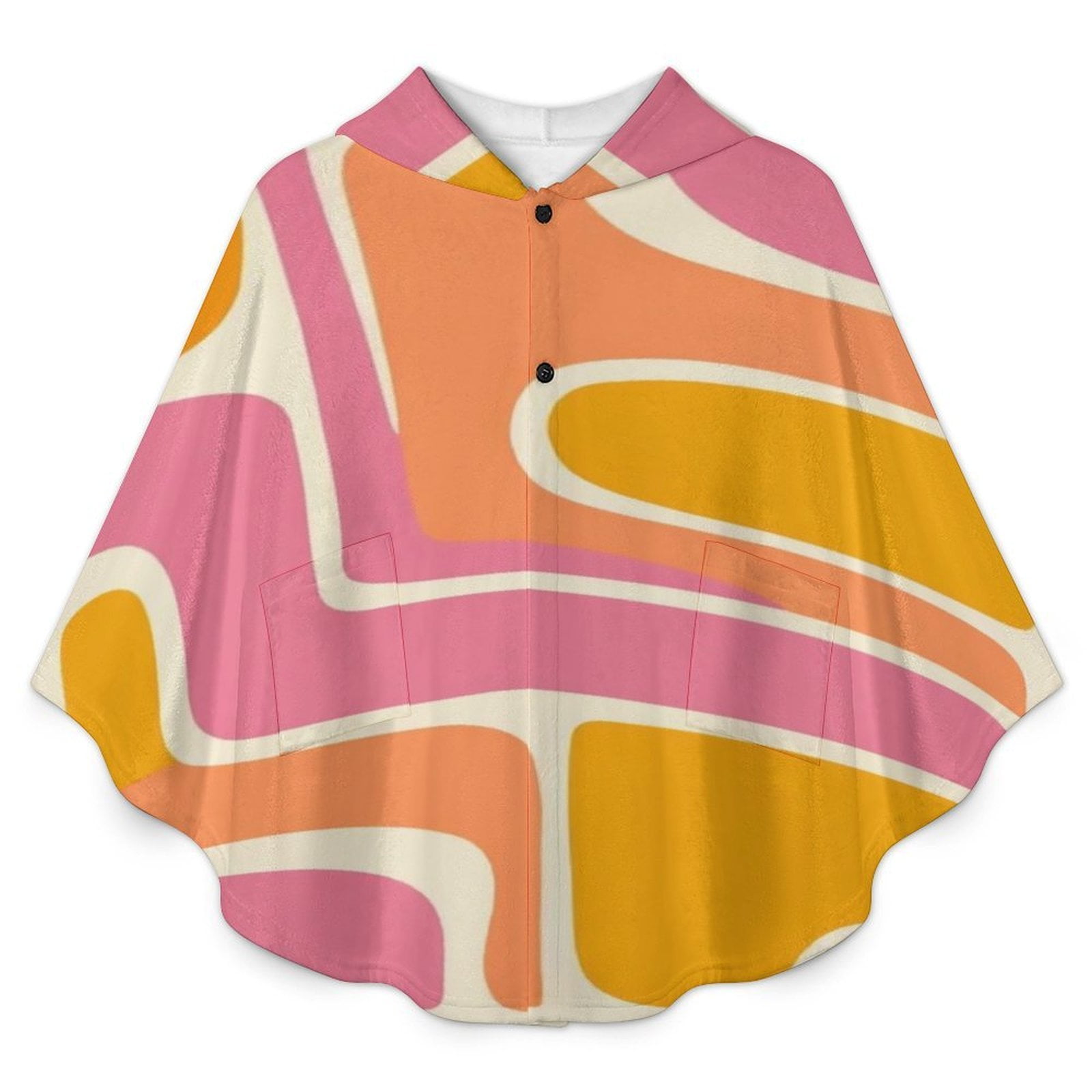 Abstract Orange Pink Shapes Art Blanket Oversized Wearable Hooded ...