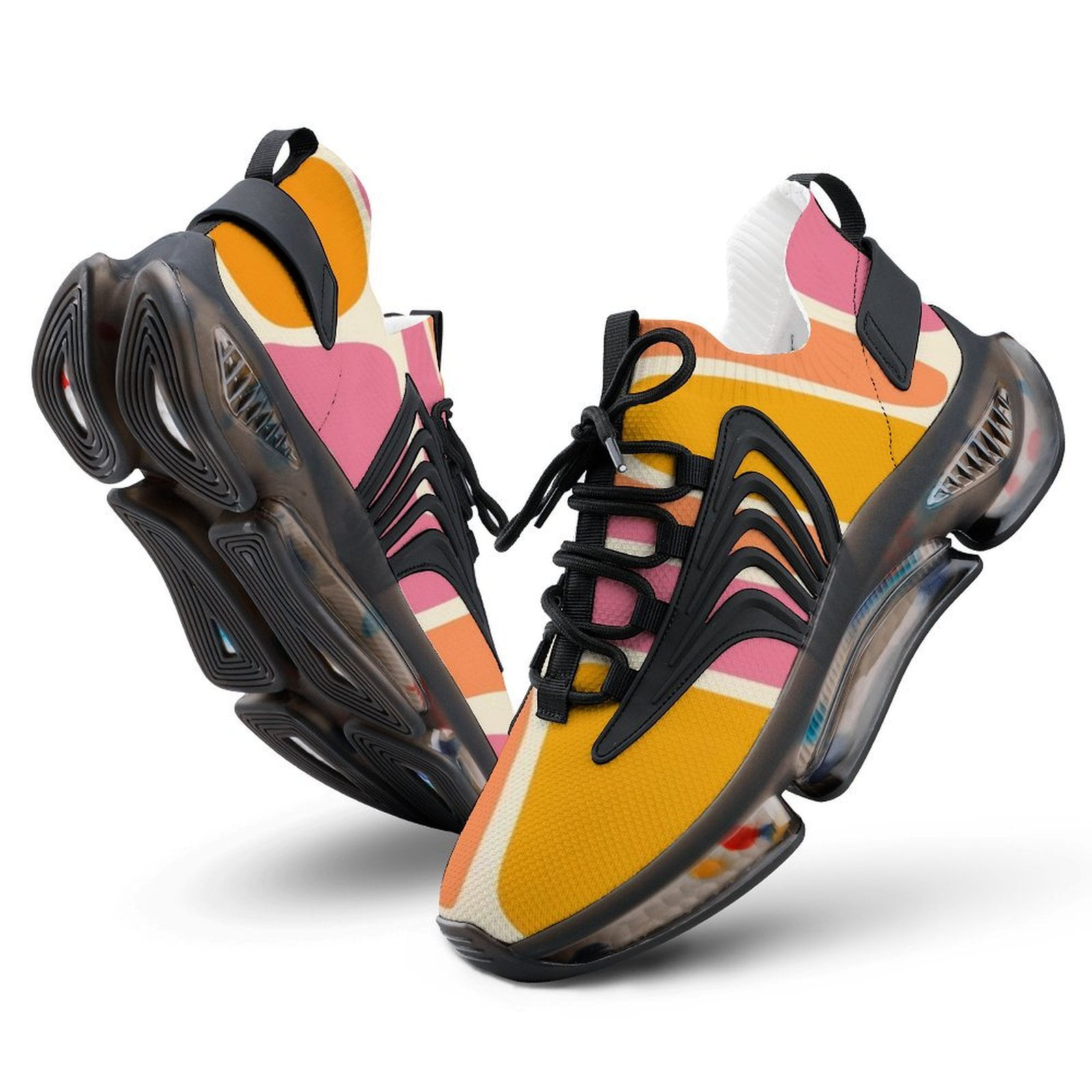 Abstract Orange Pink Shapes Art Walking Shoes for Men Woman Lightweight ...