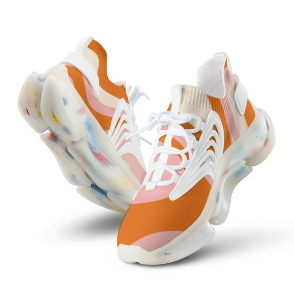Abstract Orange Pink Swirl Pattern Walking Shoes for Men Woman ...