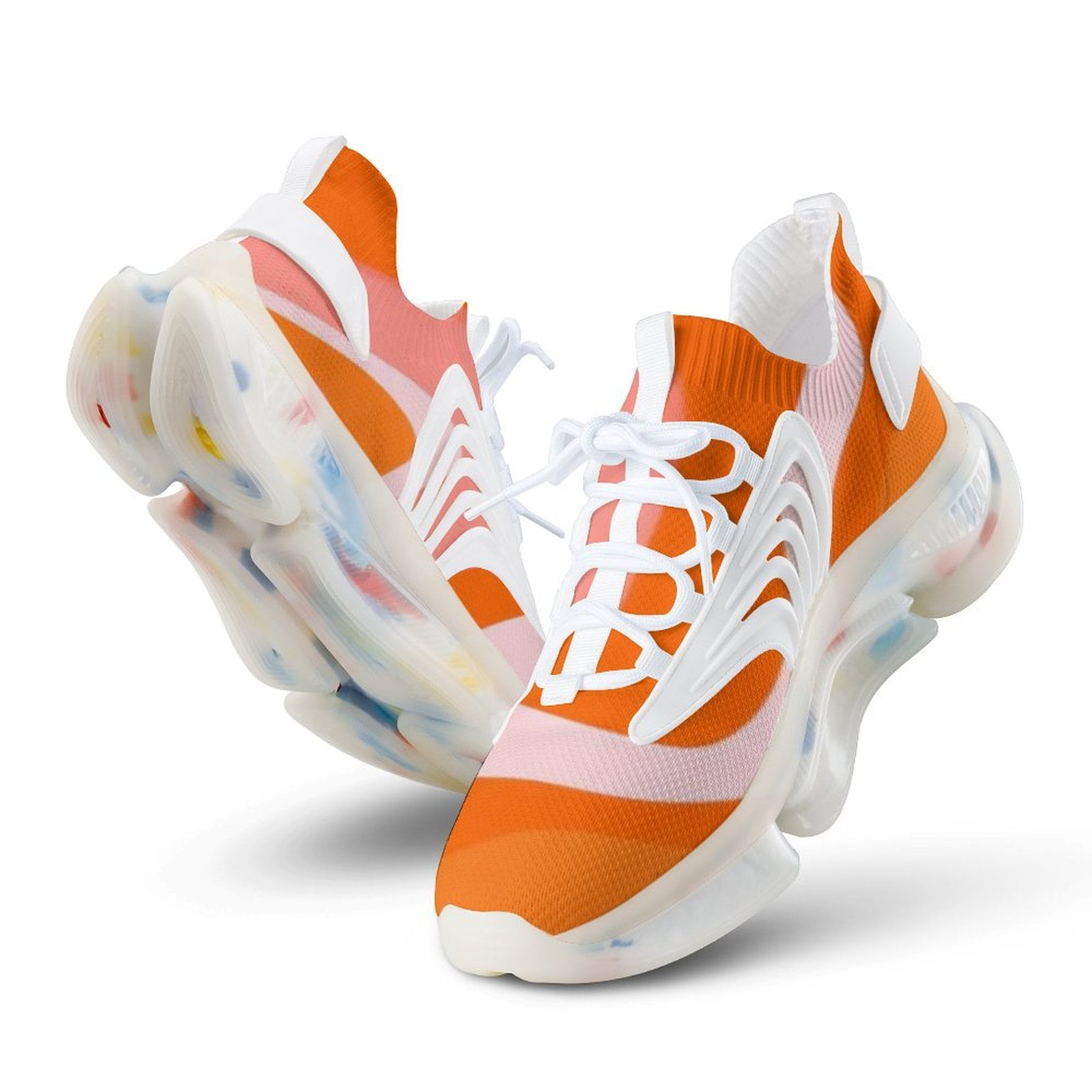 Abstract Orange Pink Wave Art Walking Shoes for Men Woman Lightweight ...