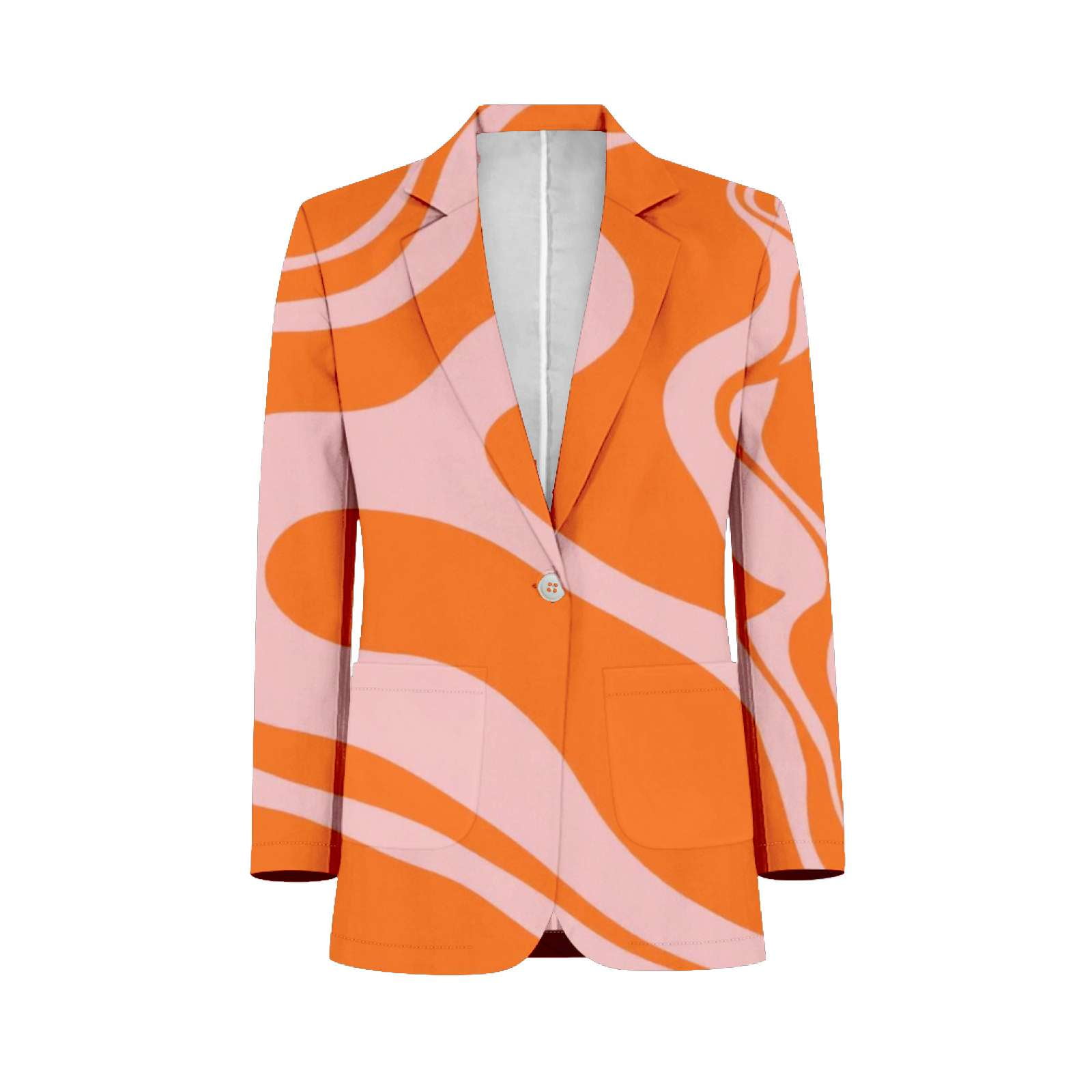 Abstract Orange Pink Wavy Design Mens Suits Shawl Collar Slim Fit Suit ...