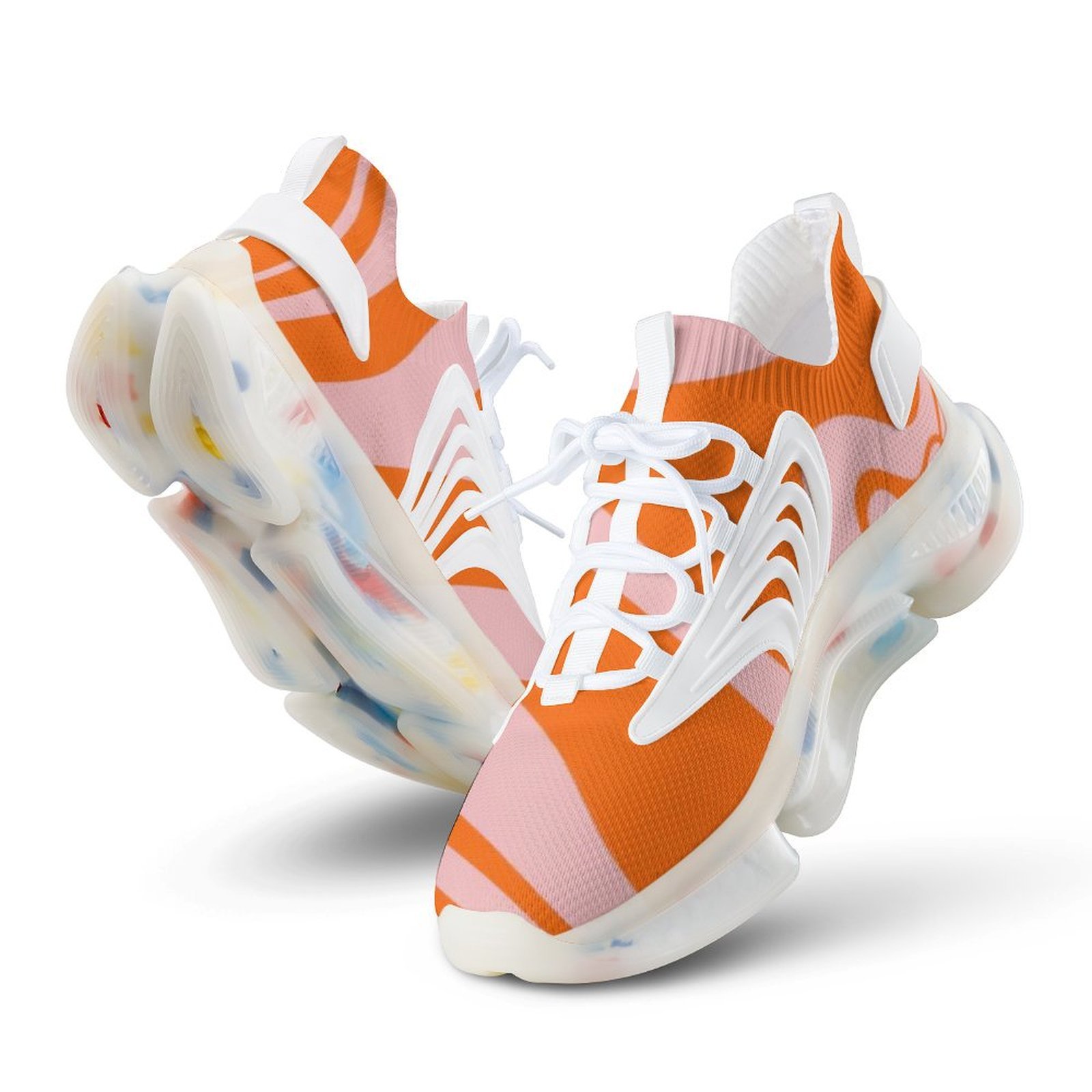 Abstract Orange Pink Wavy Design Walking Shoes for Men Woman ...