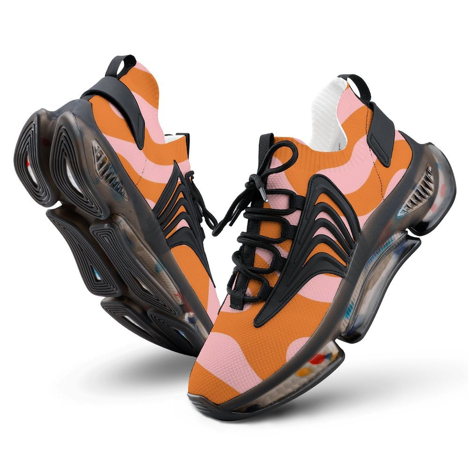 Abstract Orange Pink Wavy Lines Walking Shoes for Men Woman Lightweight ...