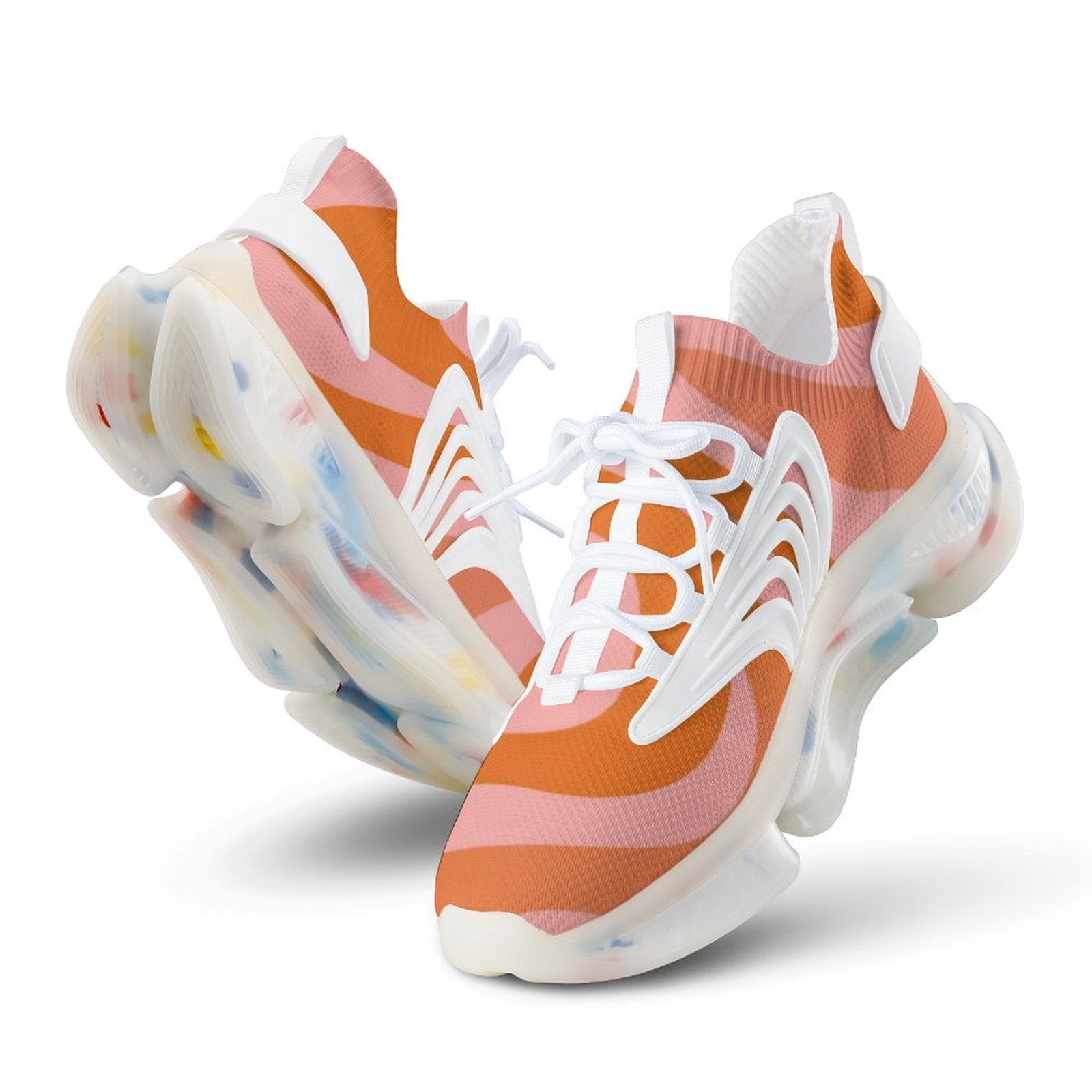 Abstract Orange Pink Wavy Lines Walking Shoes for Men Woman Lightweight ...