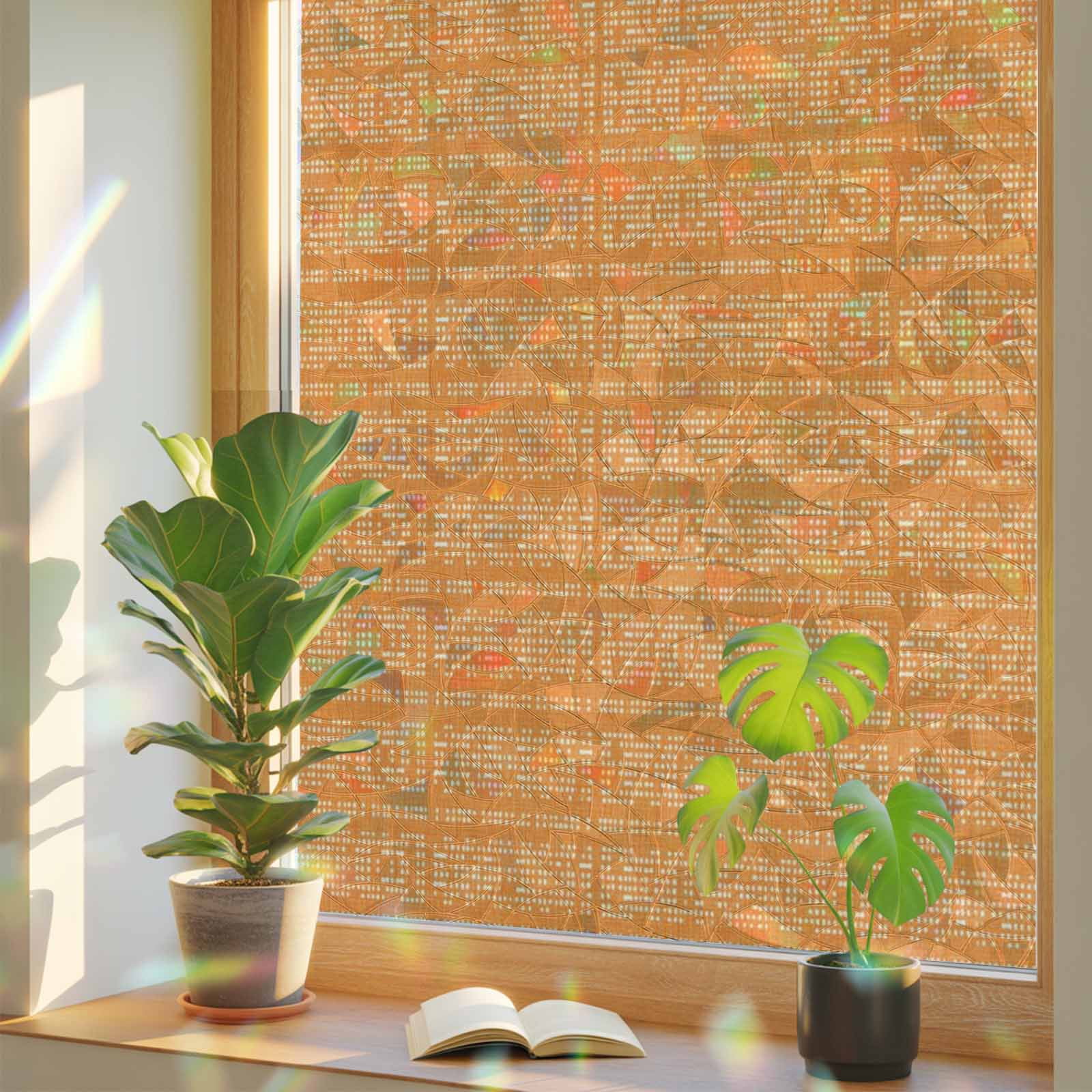 Abstract Orange Pixels Window Privacy Film, Modern Minimalist Geometric ...