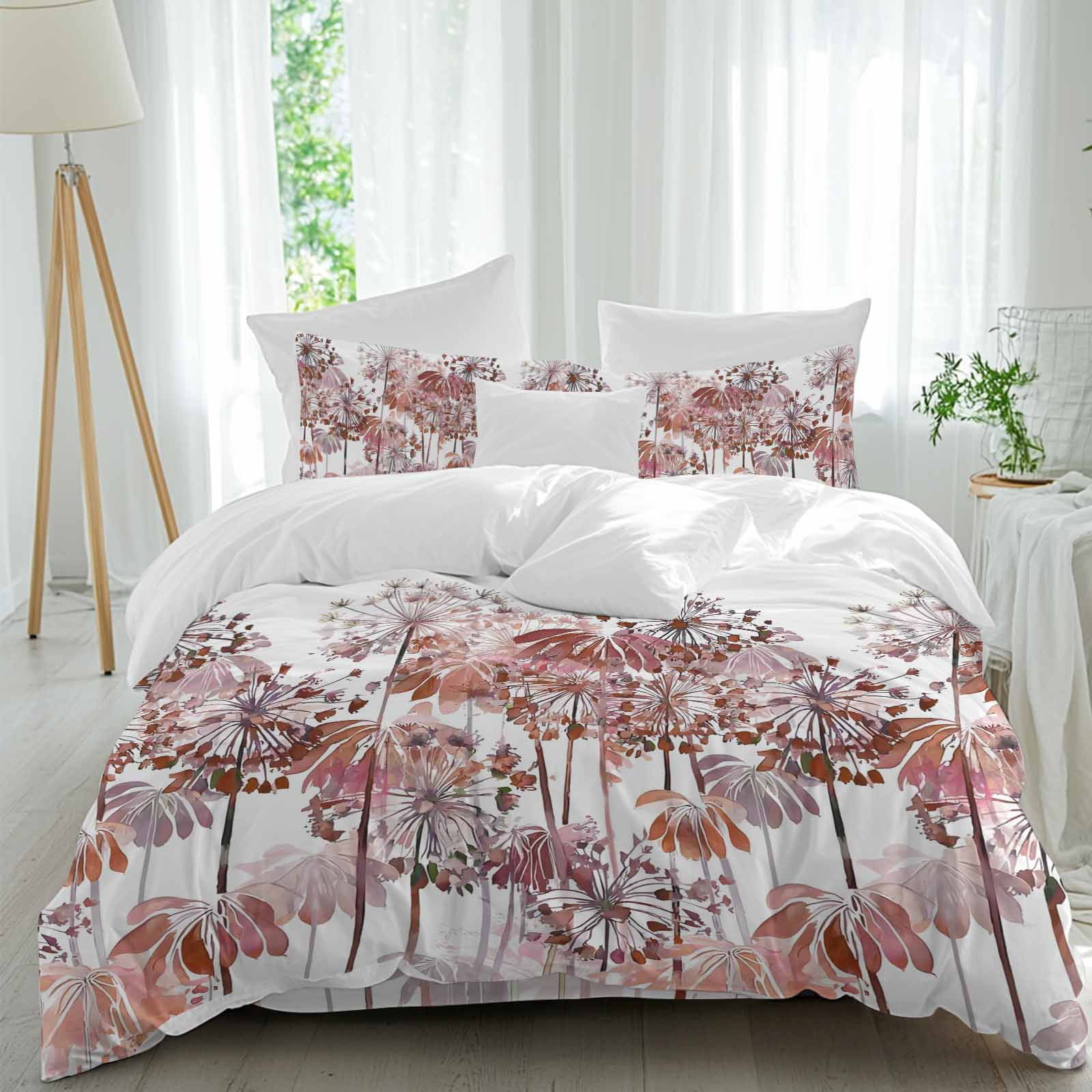 Abstract Orange Potatoes Flower California King Size Bed Set,Watercolor ...