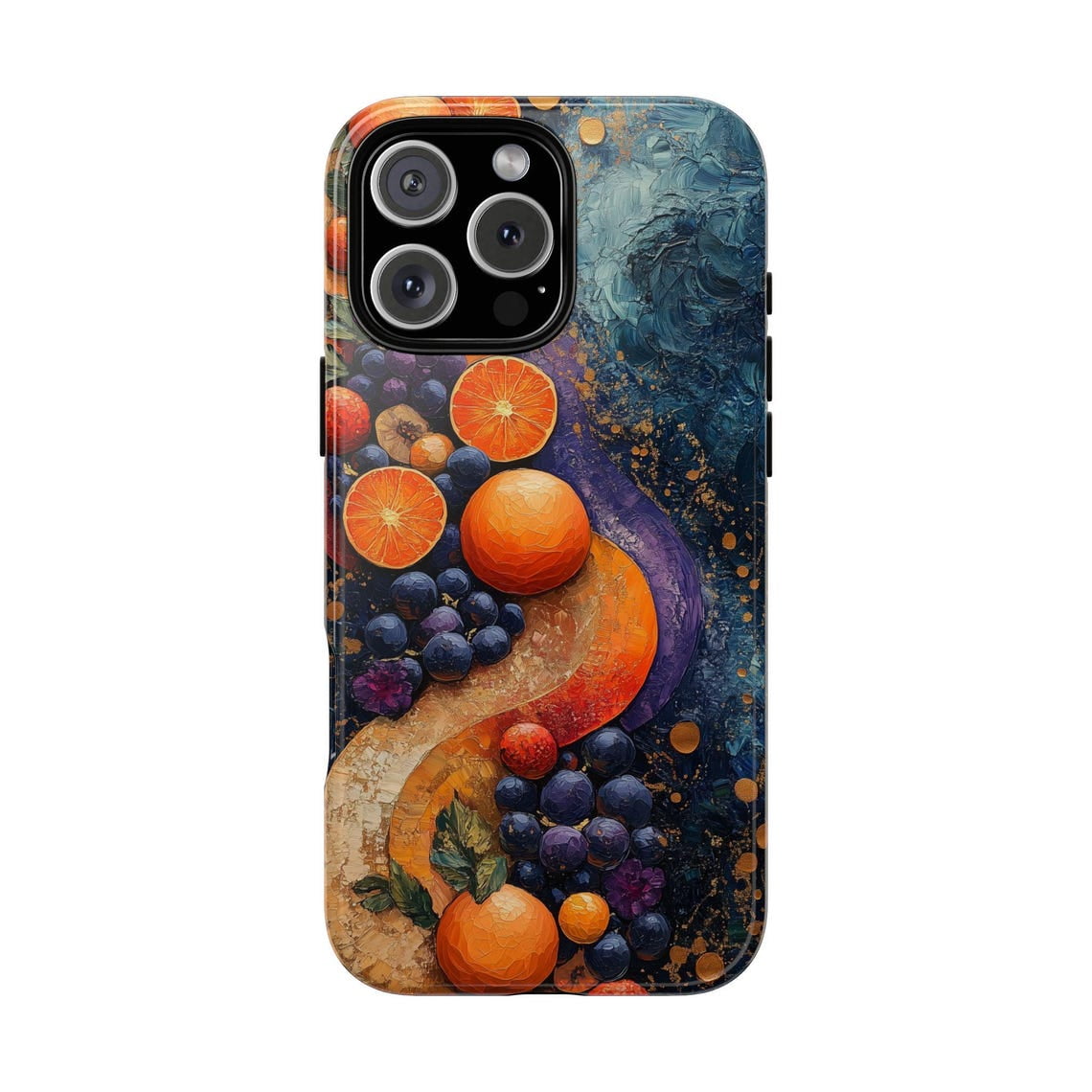 Abstract Orange Purple Grape Fruit Pattern Art Phone Case for iPhone 17 ...