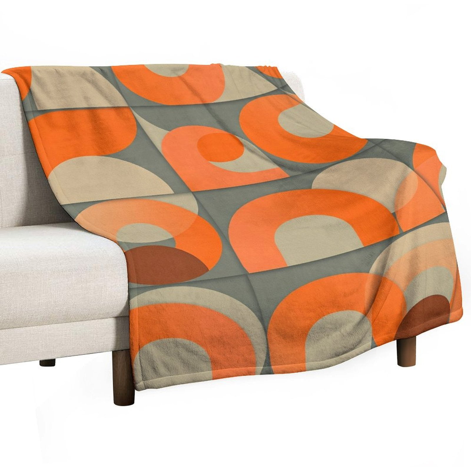 Abstract Orange Shapes Soft Flannel Blanket for Beds Bedroom Sofa ...
