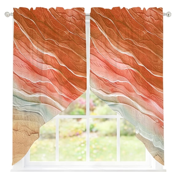 Abstract Orange Sheer Curtains Swag Valances for Windows Ocean Beach ...