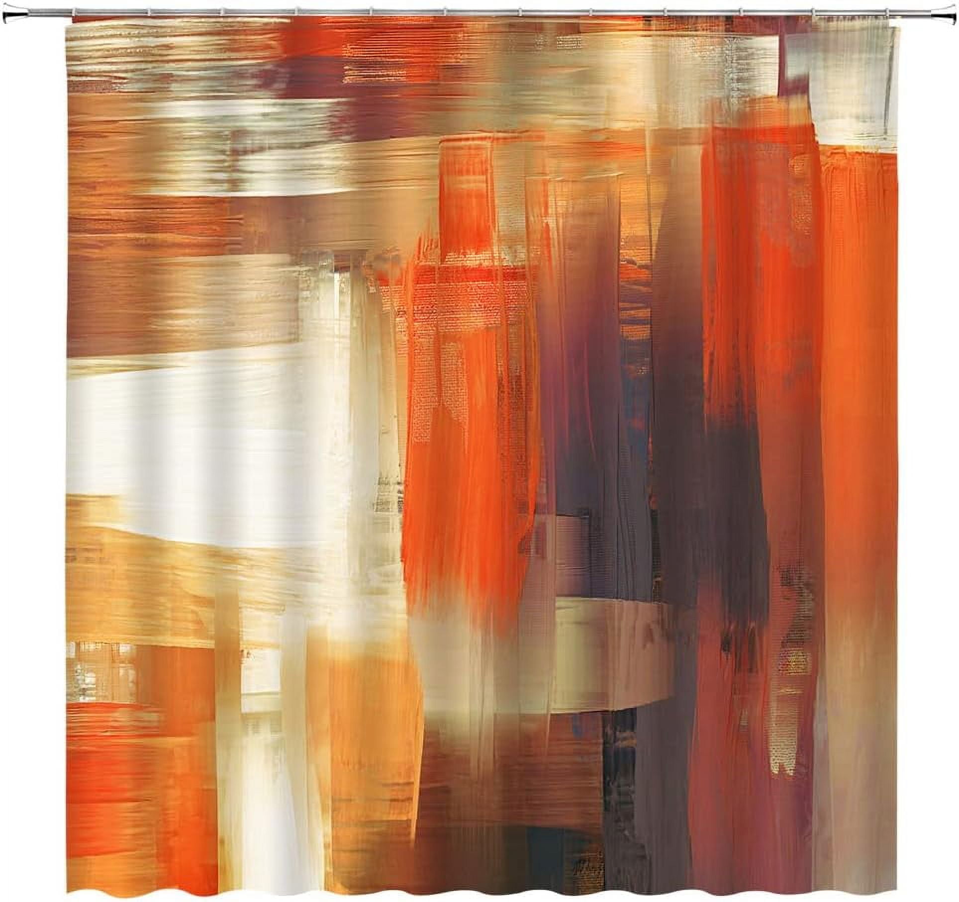 Abstract Orange Shower Curtain Burnt Orange Brown Oil Painting ...