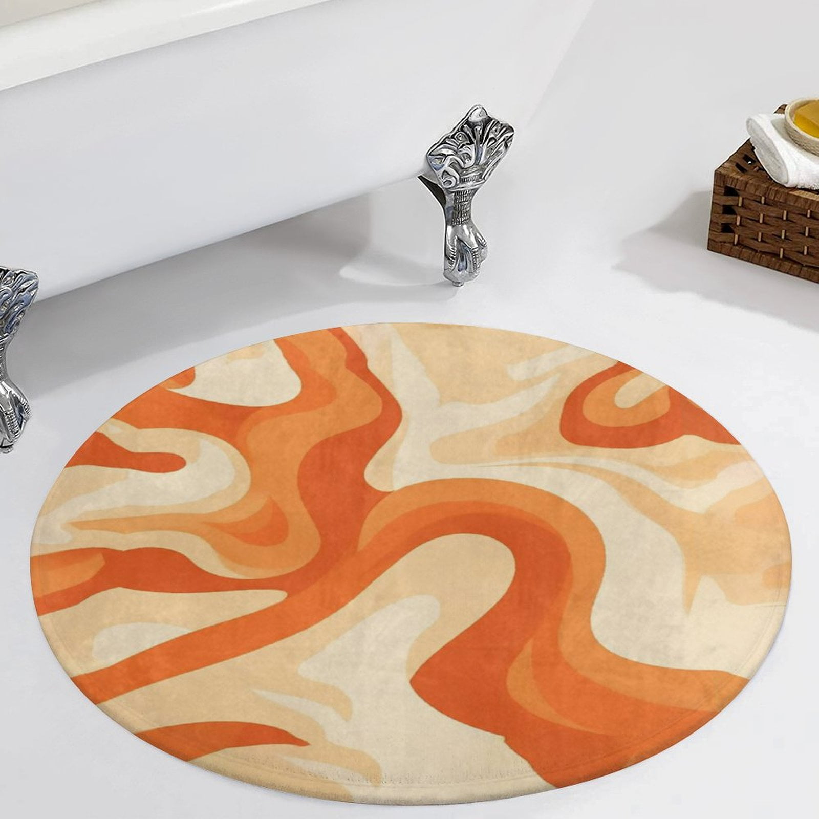 Abstract Orange Swirl Art Print Round Carpet Circle Rug Outdoor Patio ...