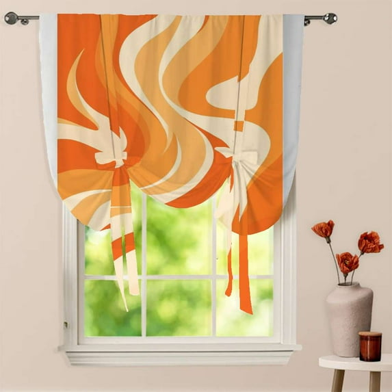 Abstract Orange Swirl Design Art Window Curtain for Living Room Roman ...
