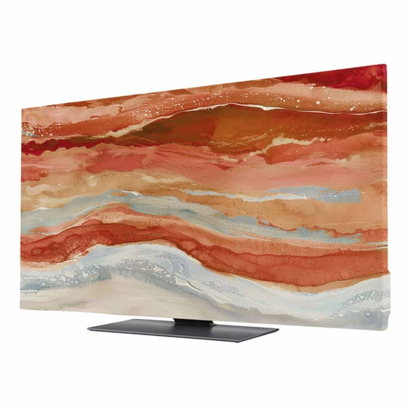 Abstract Orange TV Dust Cover 65 Inch, Gradient Beach Ocean Wave Oil ...
