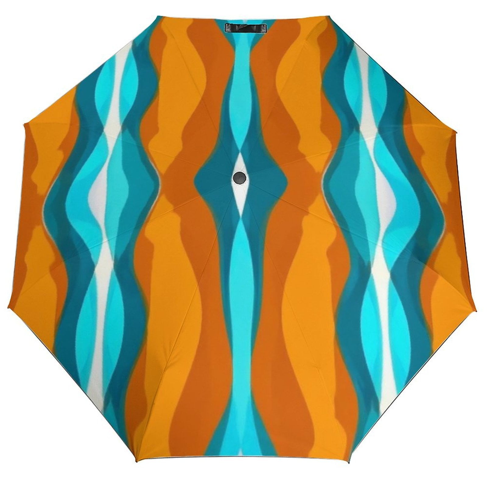 Abstract Orange Teal Wavy Pattern Rain Umbrella Sun Protection Sun ...
