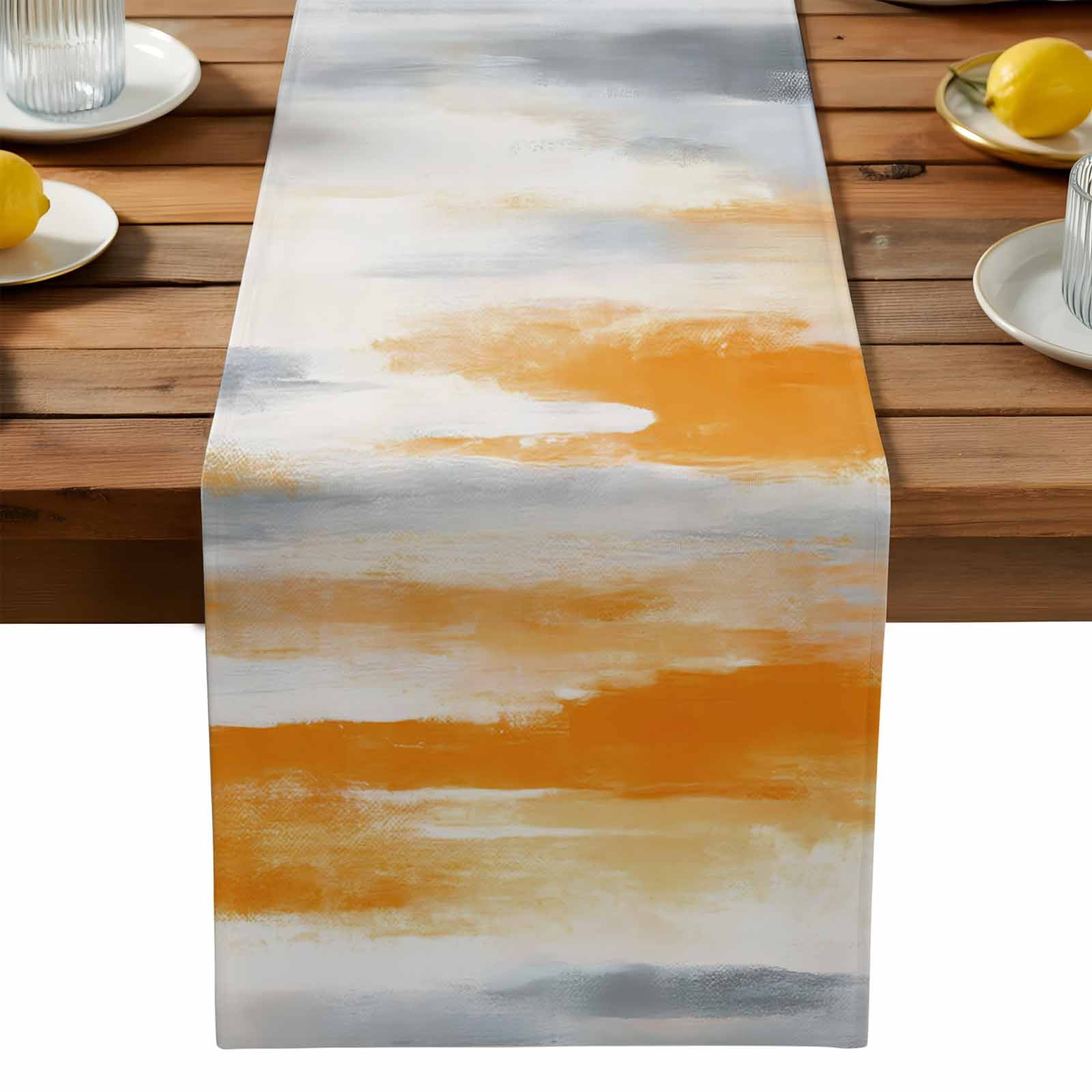 Abstract Orange Texture Pattern Table Runners 13x70 Inches Long Linen ...