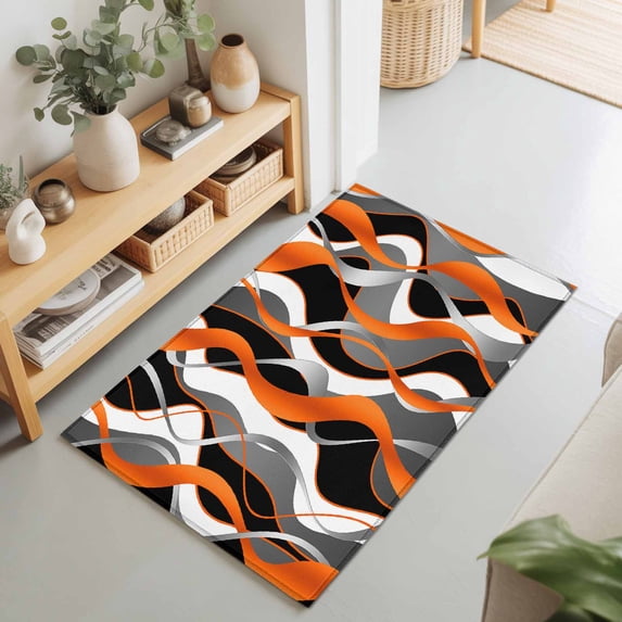 Abstract Orange Twisted Lines Rectangle Rug 2'x3' Classic Geometric Art ...