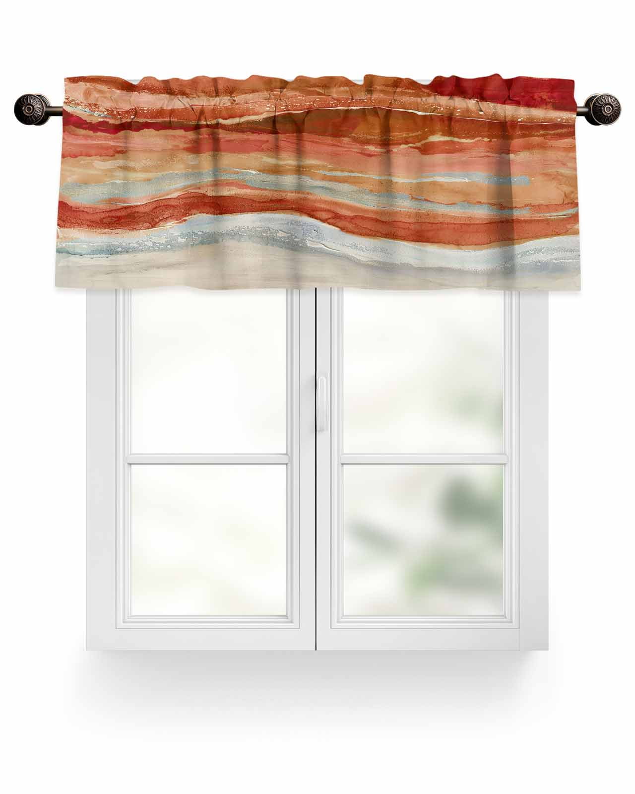 Abstract Orange Valances for Windows Gradient Beach Ocean Wave Oil ...