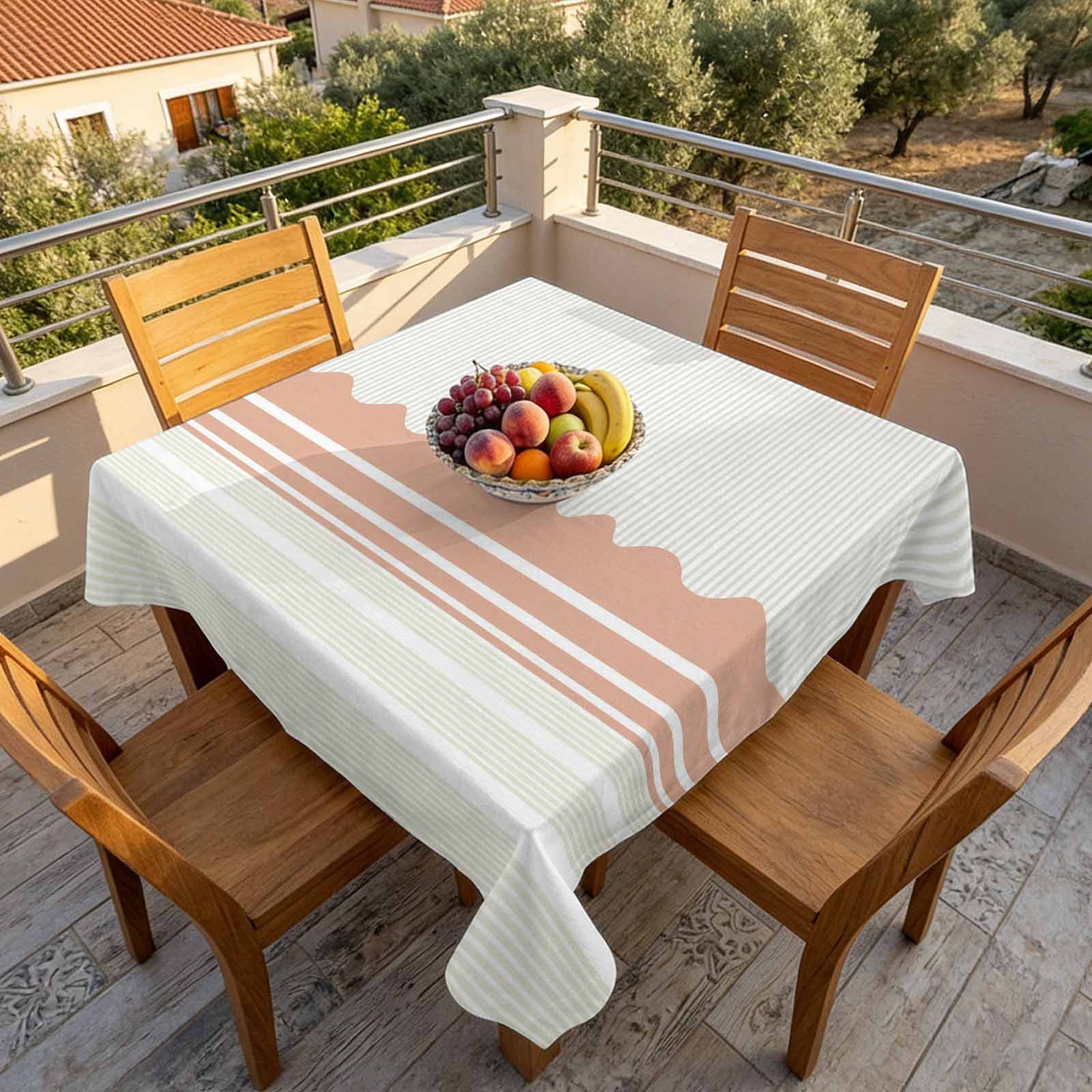 Abstract Orange Waves Stripe Table Cloth 60x60in, Waterproof Square ...