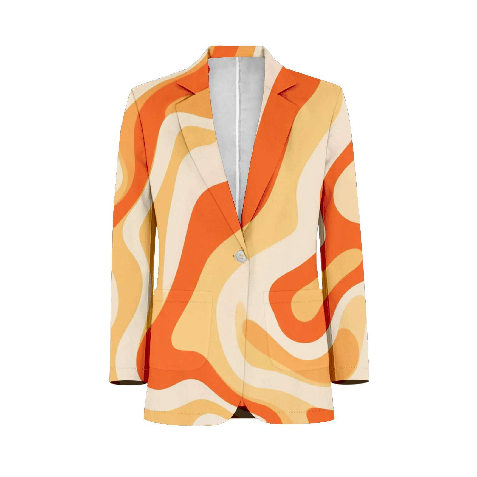 Abstract Orange Wavy Pattern Design Mens Suits Shawl Collar Slim Fit ...