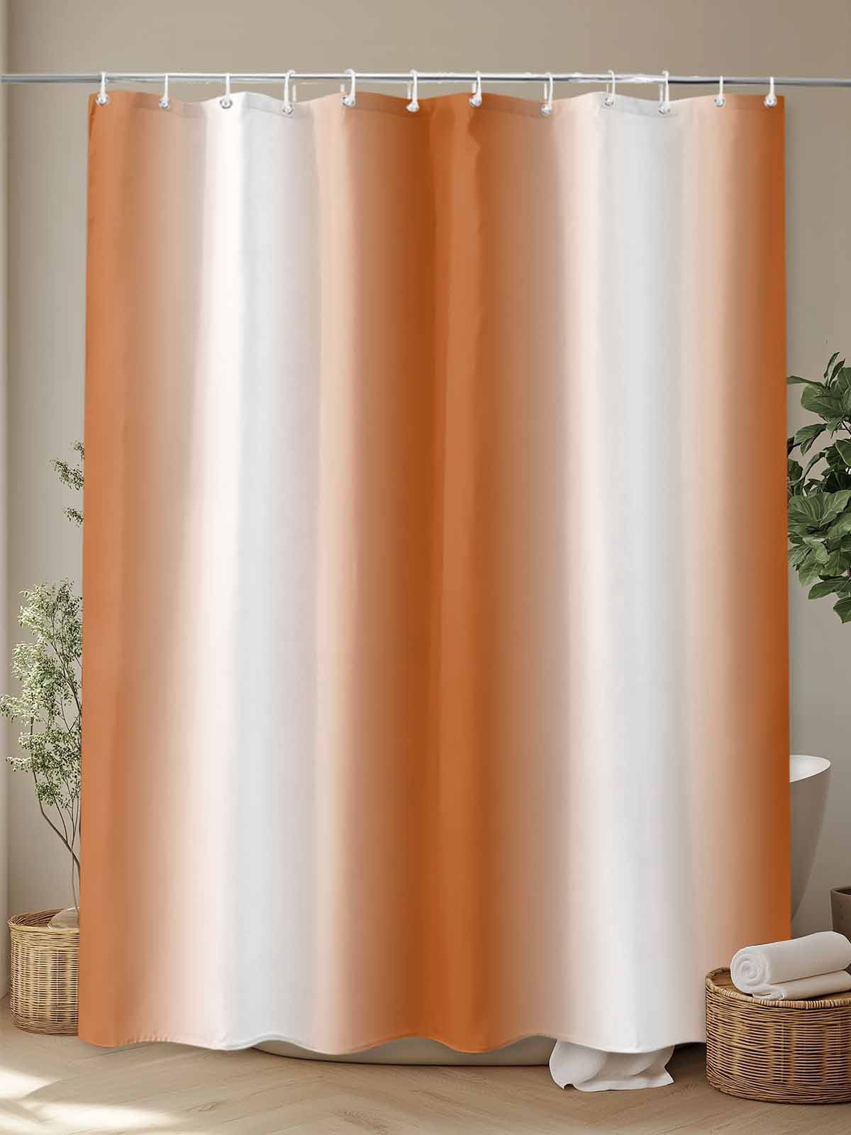 Orange And White Shower Curtain