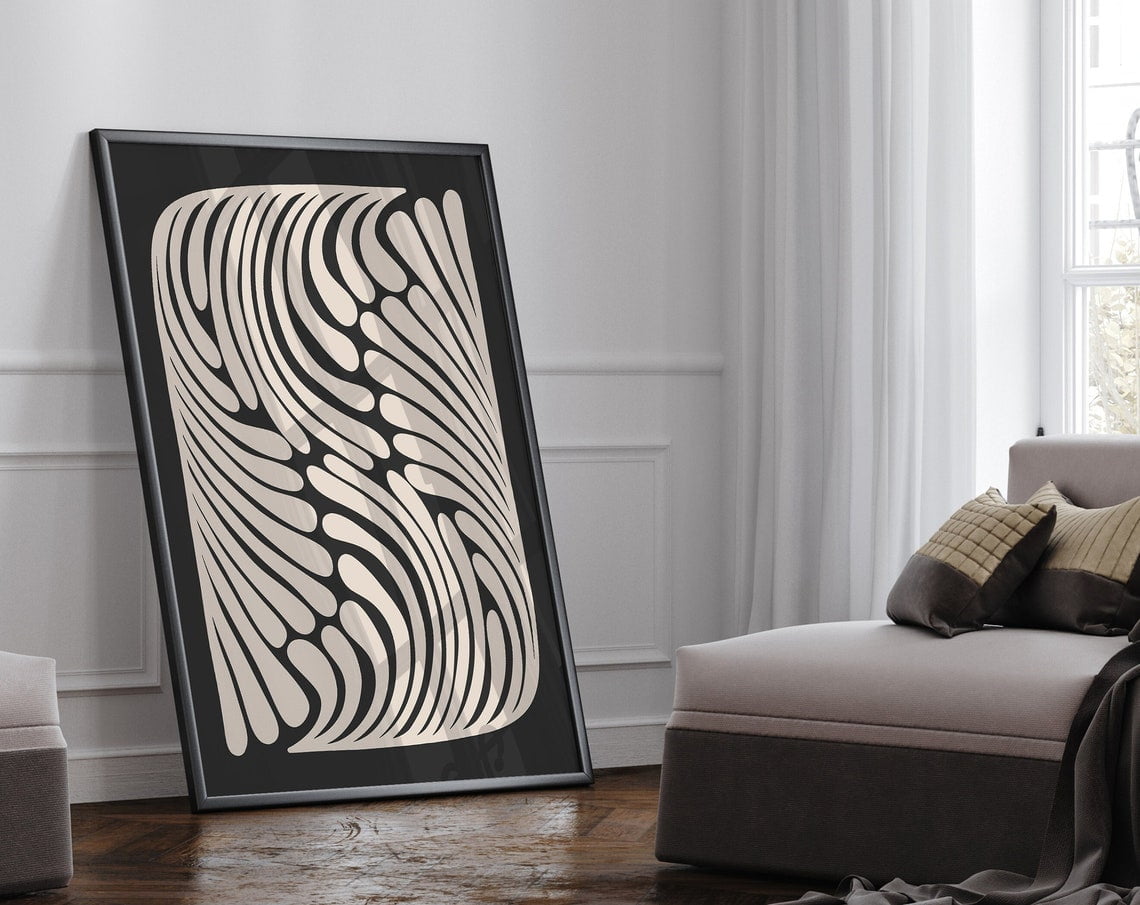 Abstract Organic Botanical Digital Print, Modern Living Roomable Art ...