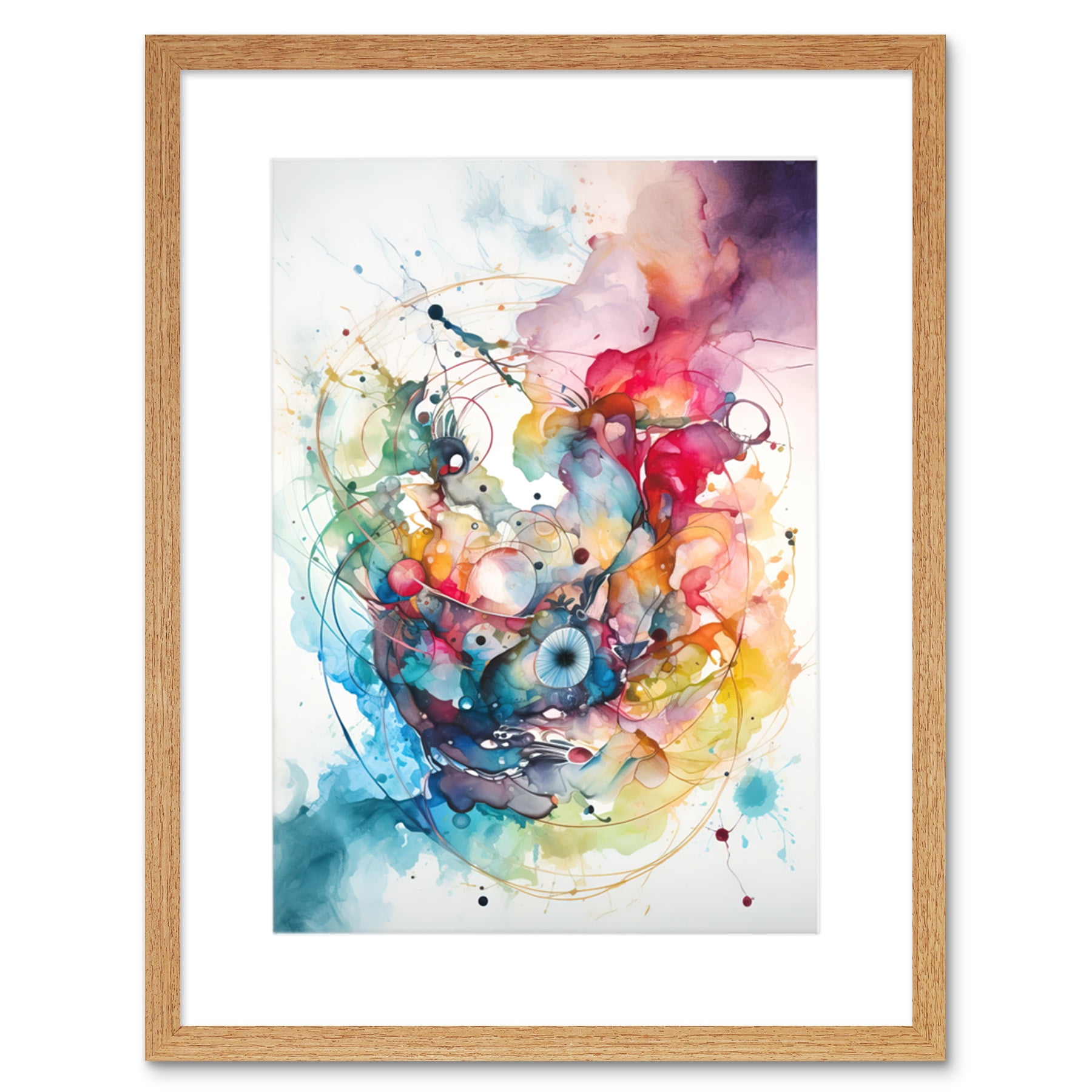 Abstract Organic Form Multicolour Splatter Paint Art Modern Watercolour ...