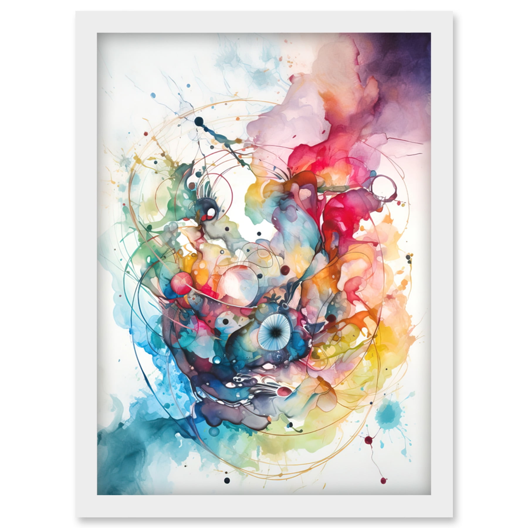 Abstract Organic Form Multicolour Splatter Paint Art Modern Watercolour ...