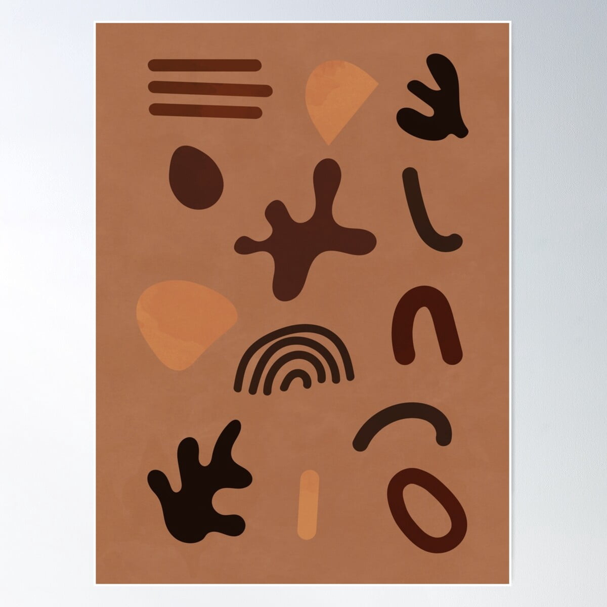 Abstract Organic Shapes - Brown Aesthetic Poster Wall Art, Modern Wall ...