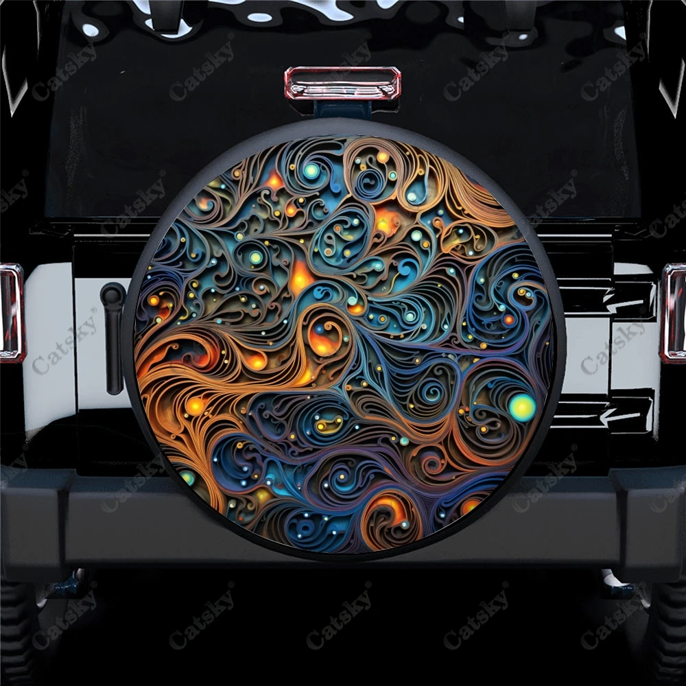 Abstract Ornamental Floweral Polyester Universal Spare Wheel Tire Cover ...
