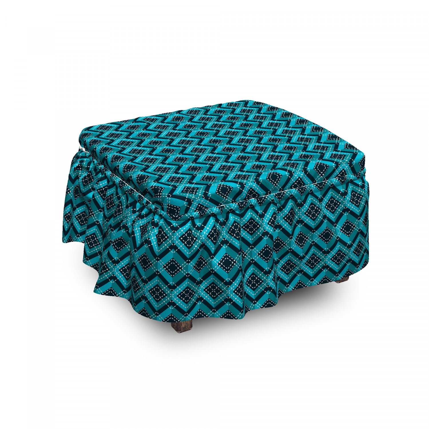 Abstract Ottoman Cover, Complex Geometric Patterns, 2 Piece Slipcover ...