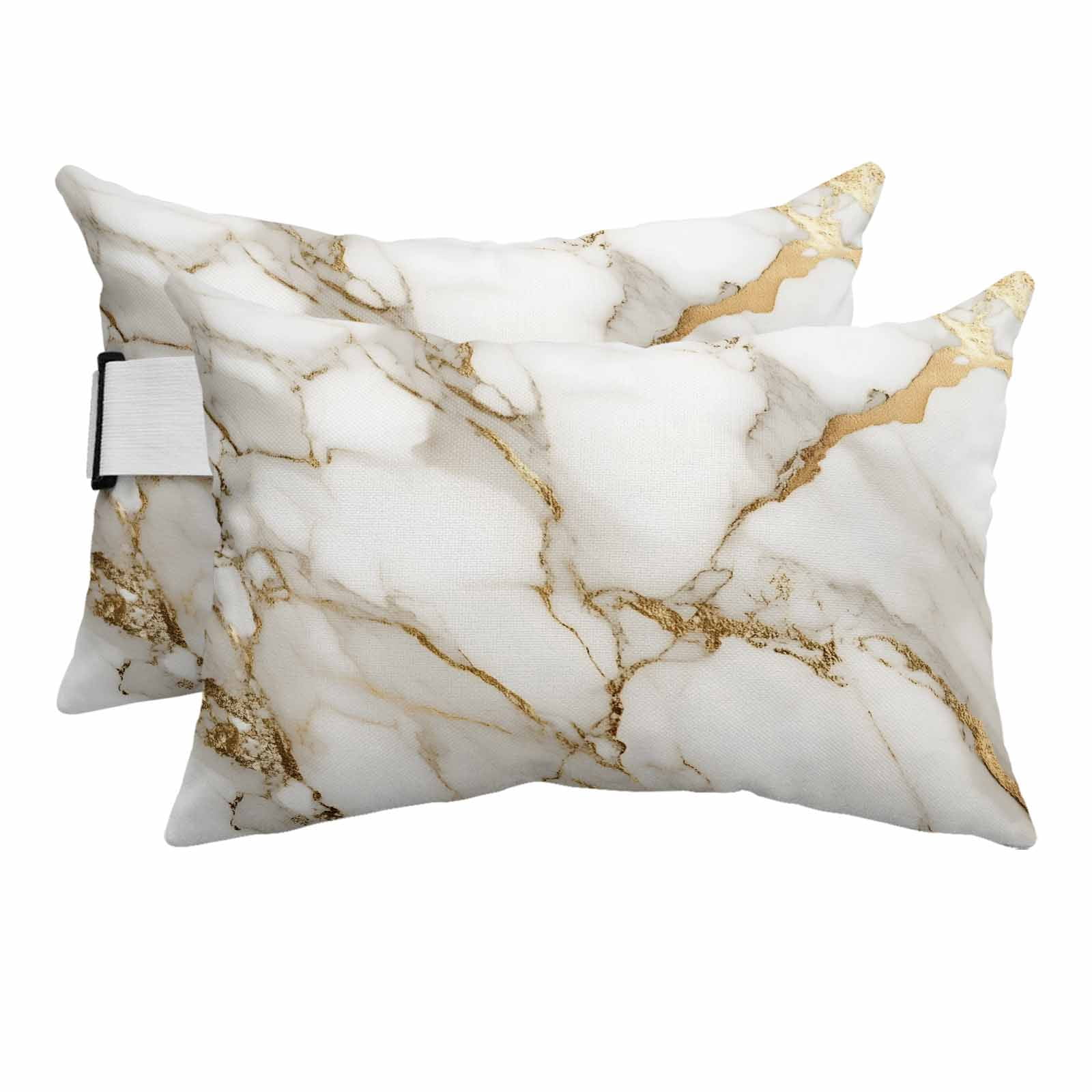 Abstract Outdoor Chaise Lounge Pillows White Marble Pattern Gold Crack ...
