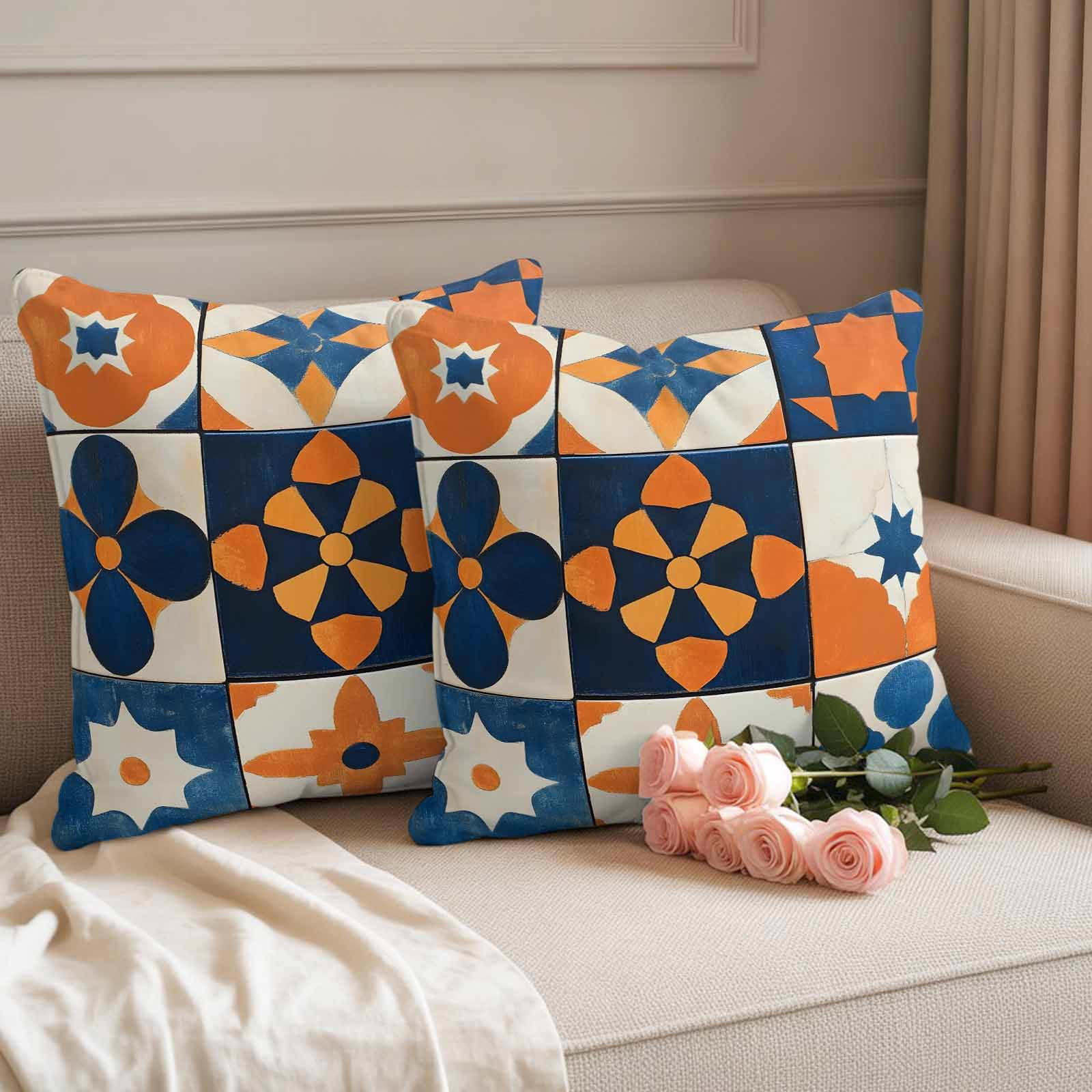 Abstract Outdoor Pillow Covers 16"x16" Set of 2 Waterproof Throw Pillow ...