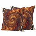 Abstract Outdoor Pillow Covers Set of 2 Swirling Shape Brown Gold Red ...