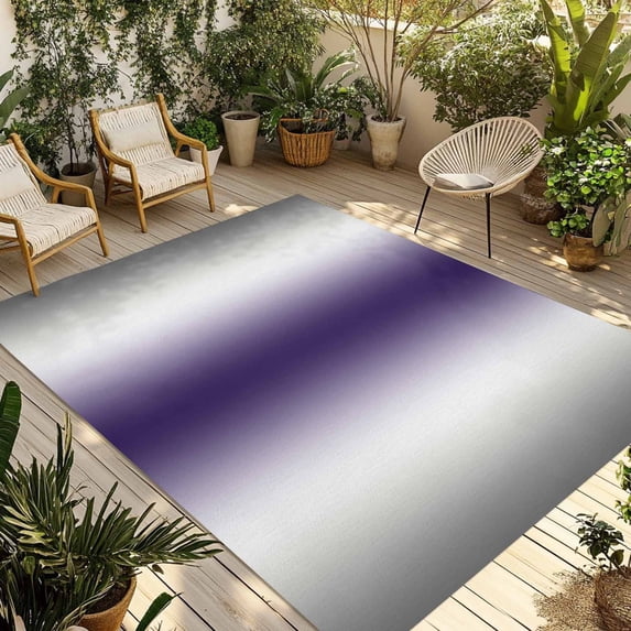 Abstract Outdoor Rug, Dark Gray Purple Gradient Ombre Non-Slip Area ...