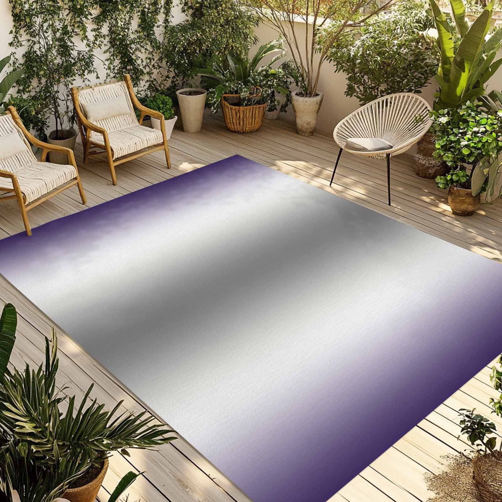 Abstract Outdoor Rug, Gray Purple Gradient Ombre Non-Slip Area Rugs ...