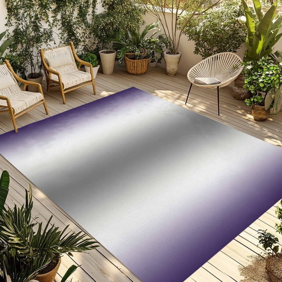 Abstract Outdoor Rug, Gray Purple Gradient Ombre Non-Slip Area Rugs ...