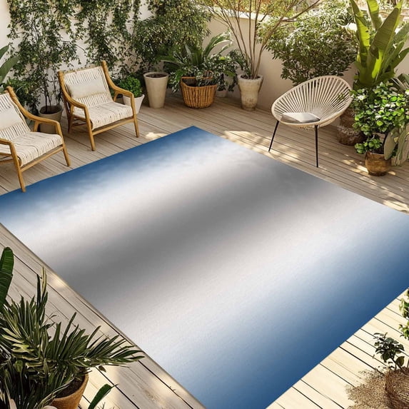 Abstract Outdoor Rug, Lake Blue Gray Gradient Ombre Non-Slip Area Rugs ...