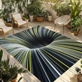 Abstract Outdoor Rug, Lemon Yellow White Linear Warp Optical Tunnel ...