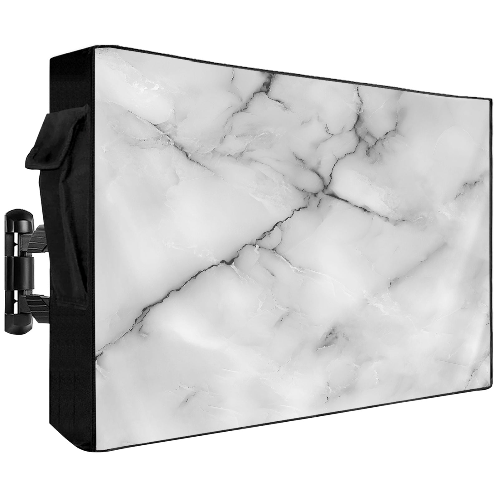 Abstract Outdoor TV Cover 70 to 75 inch Grey Marble Texture Black Crack ...