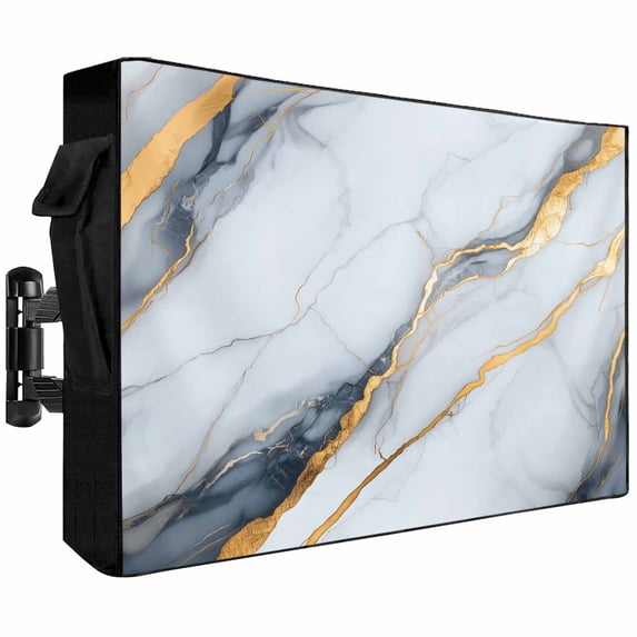 Abstract Outdoor TV Cover 70 to 75 inch Grey White Marble Texture ...